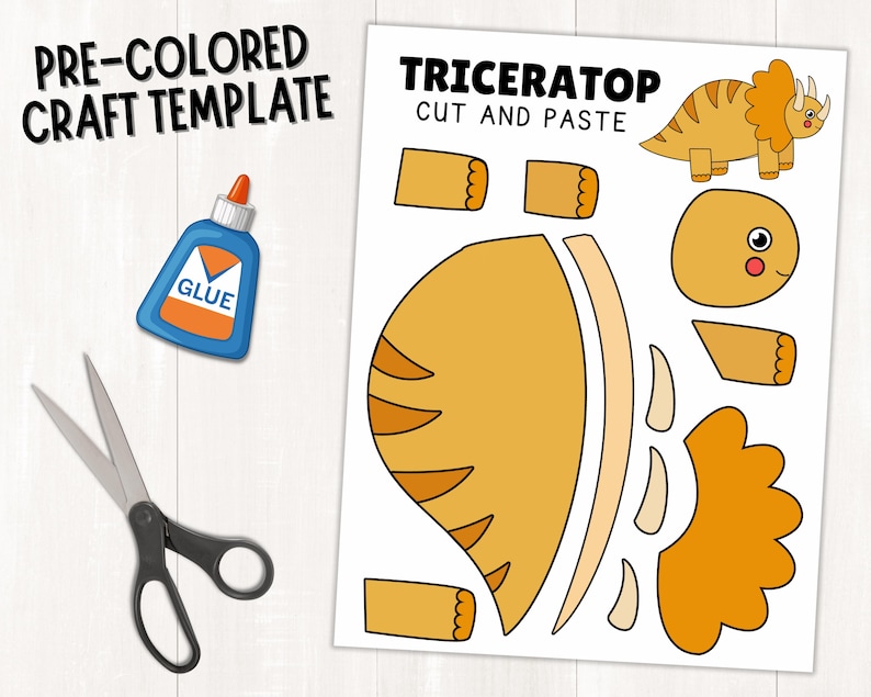 Triceratops Craft | Dinosaur Cut & Paste Craft Activity | Build a ...
