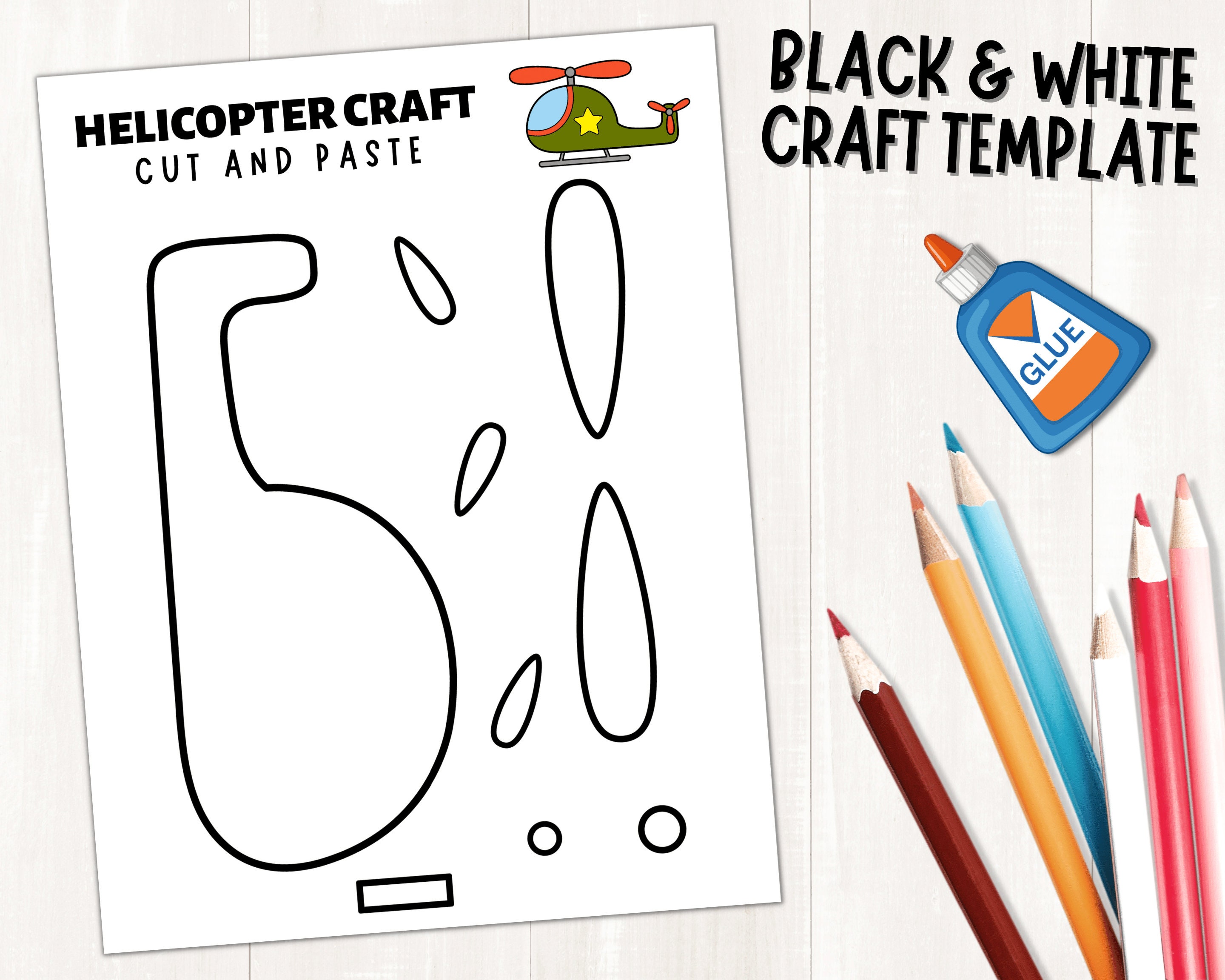 Printable Helicopter Craft | Transportation Craft | Helicopter Cut ...
