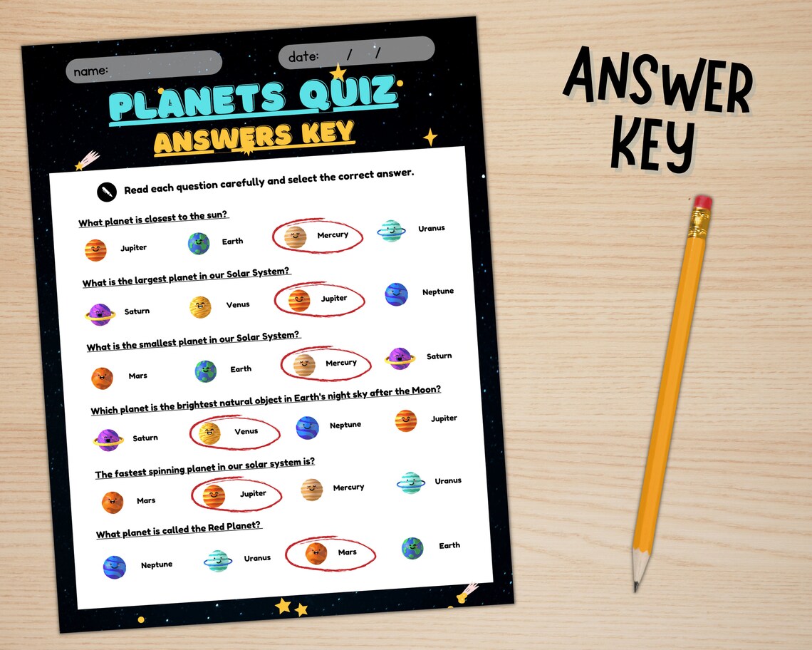 Name the Planets Worksheet Planets Quiz Printable Solar System ...