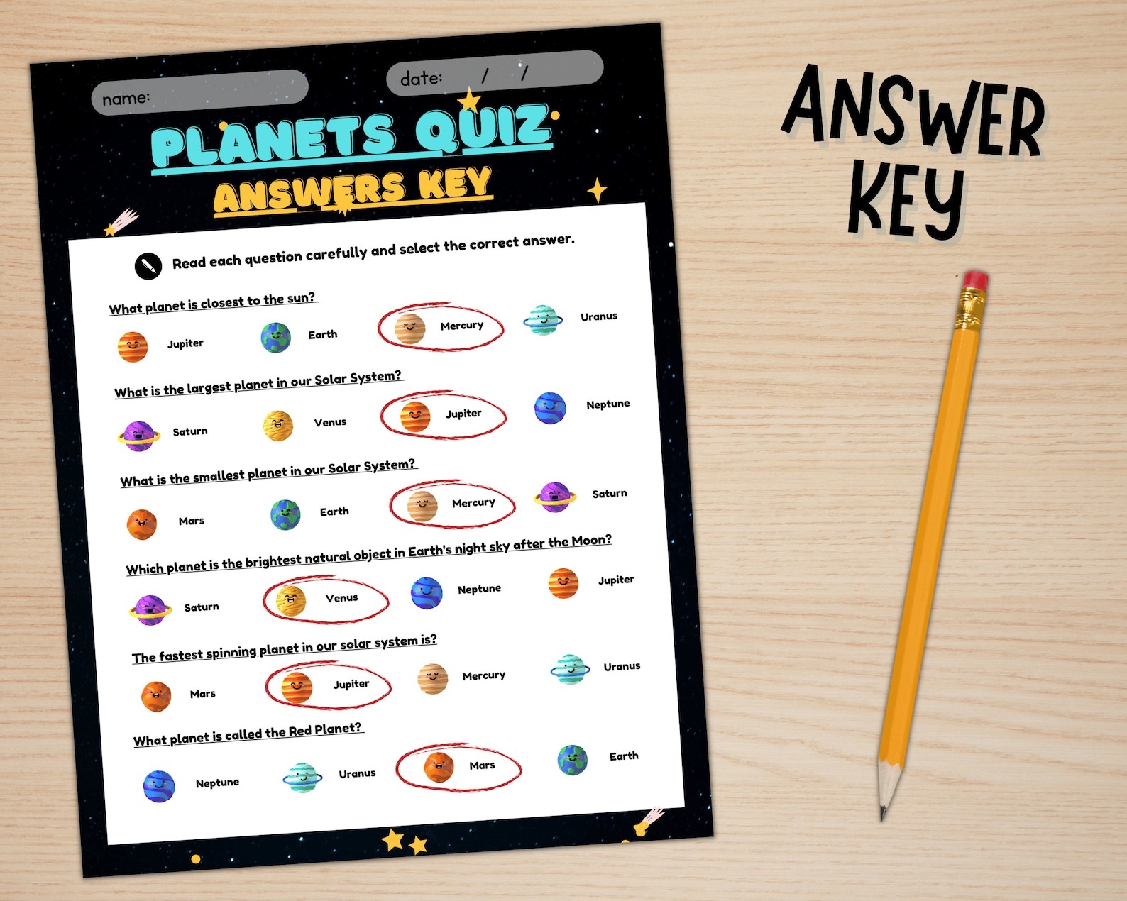 Name the Planets Worksheet | Planets Quiz | Printable Solar System ...
