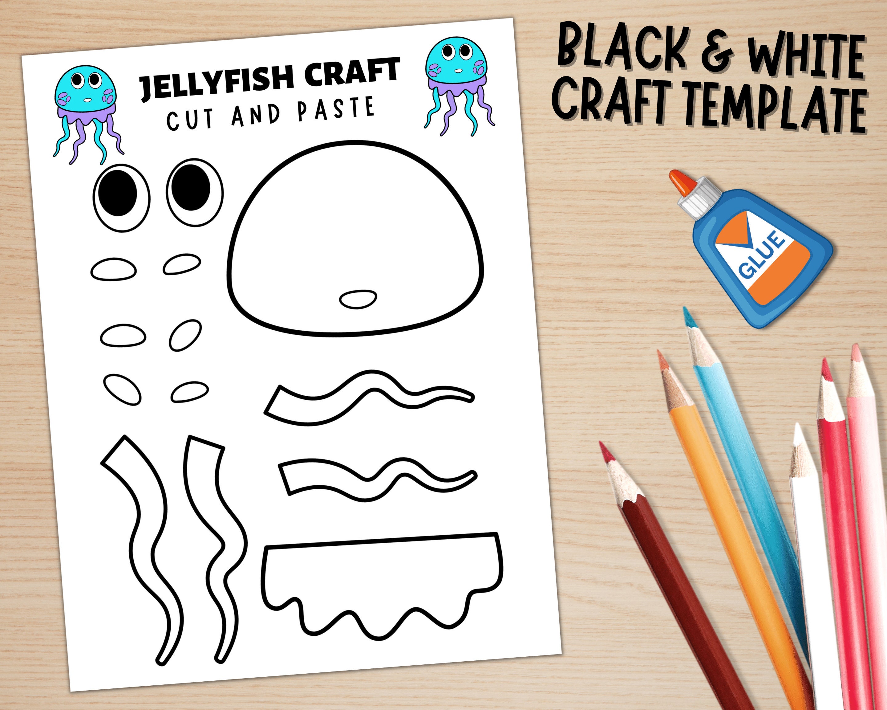 Jellyfish Craft Sea Life Activity Ocean Animals Craft Cut & Paste ...