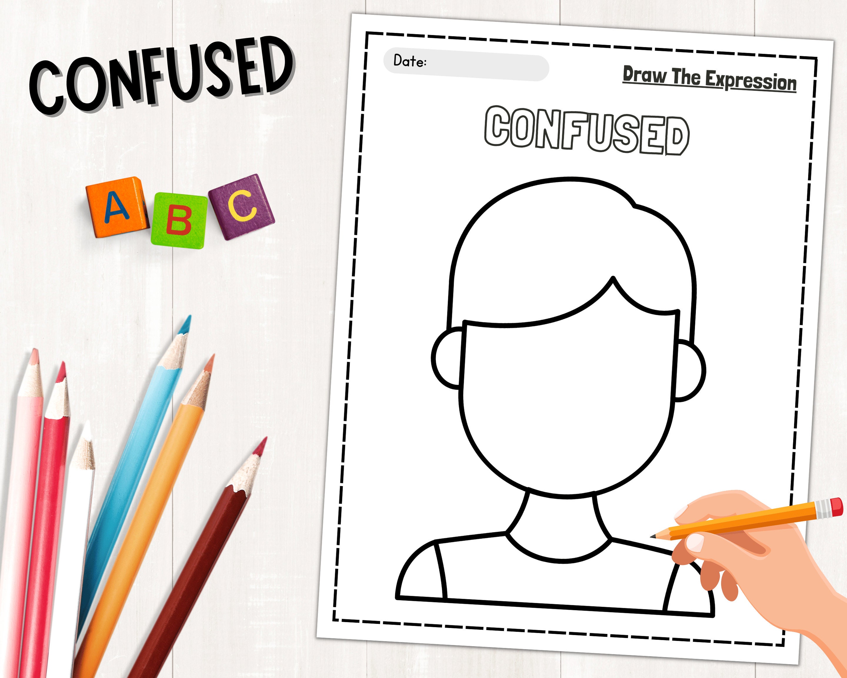 Draw the Expression Worksheets - Drawing Facial Expressions - Emotions ...