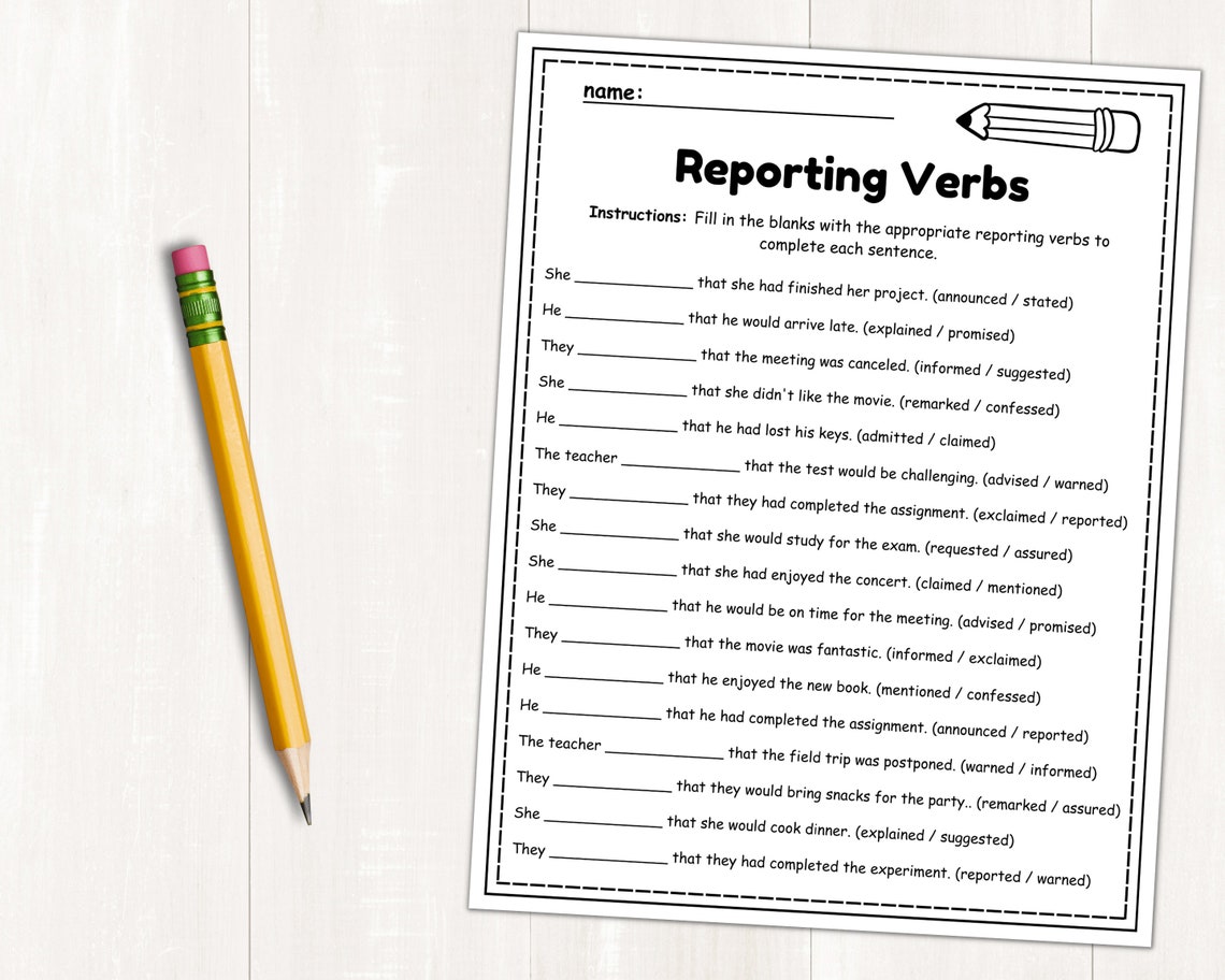 Direct and Indirect Speech Worksheets Reported Speech Identifying ...