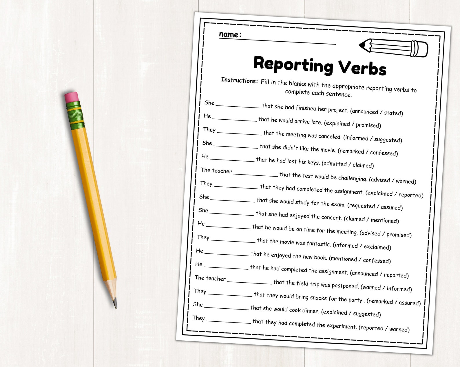 Direct and Indirect Speech Worksheets Reported Speech Identifying ...