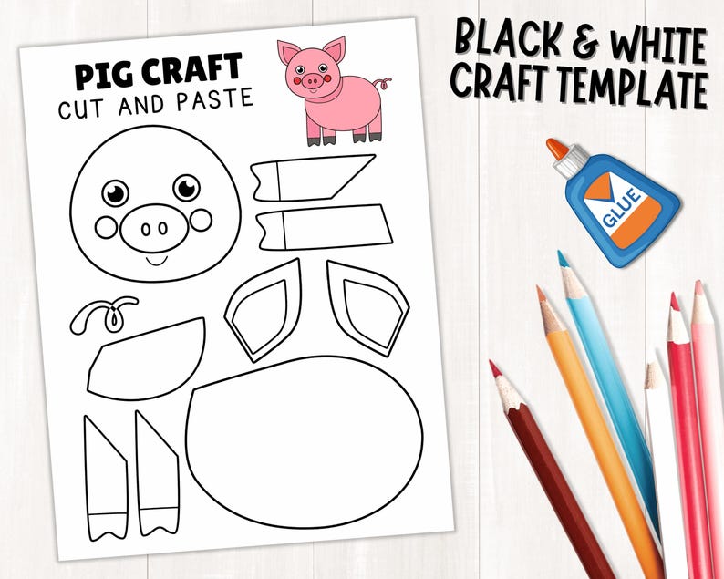 Printable Pig Craft | Farm Animal Craft | Preschool Activity | Color ...