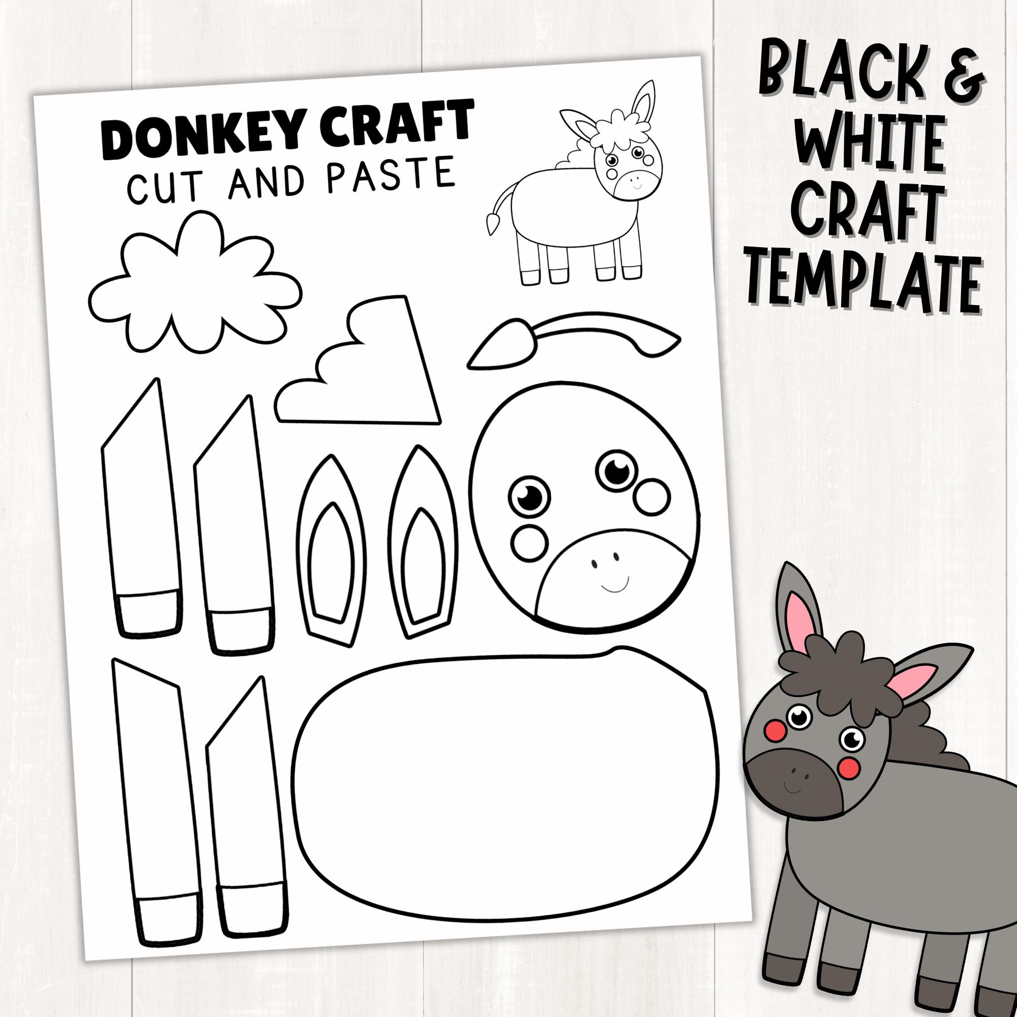 Donkey Craft Template for Kids | Paper Donkey | Farm Animal Craft ...