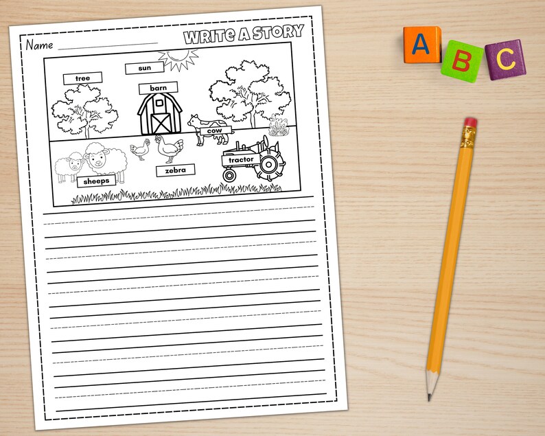 Picture Writing Prompts With Labels Kindergarten Picture Writing ...