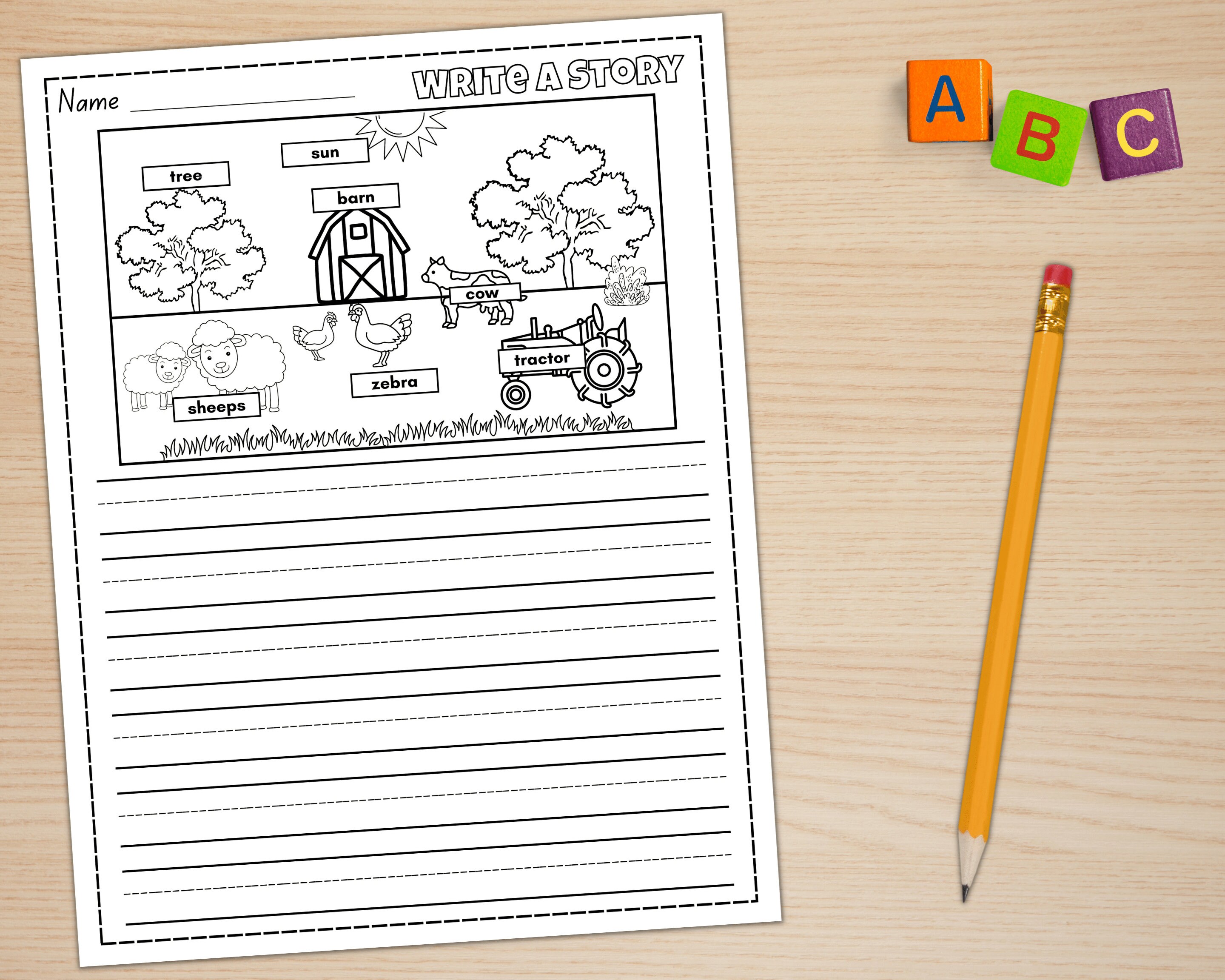 Picture Writing Prompts With Labels | Kindergarten Picture Writing ...