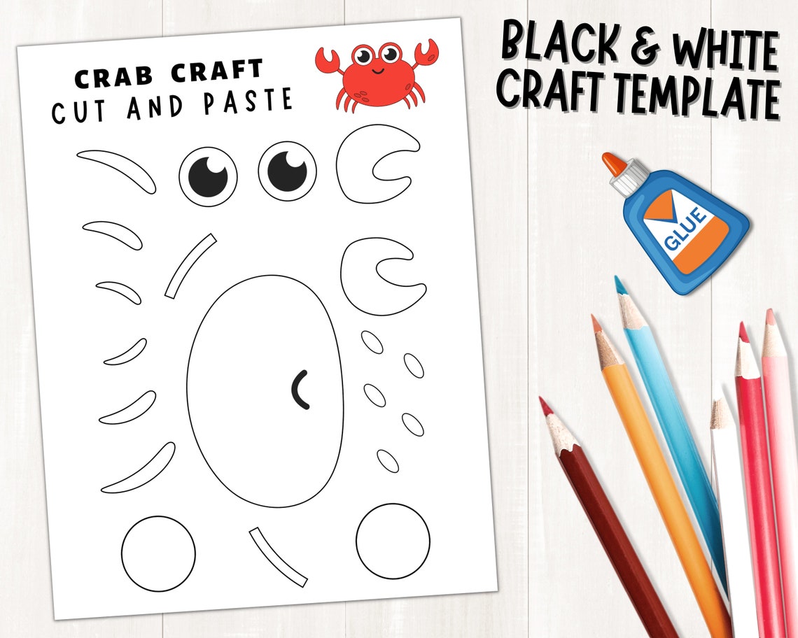 Crab Craft, Printable Template, Sea Life Activity, Ocean Animal Craft ...
