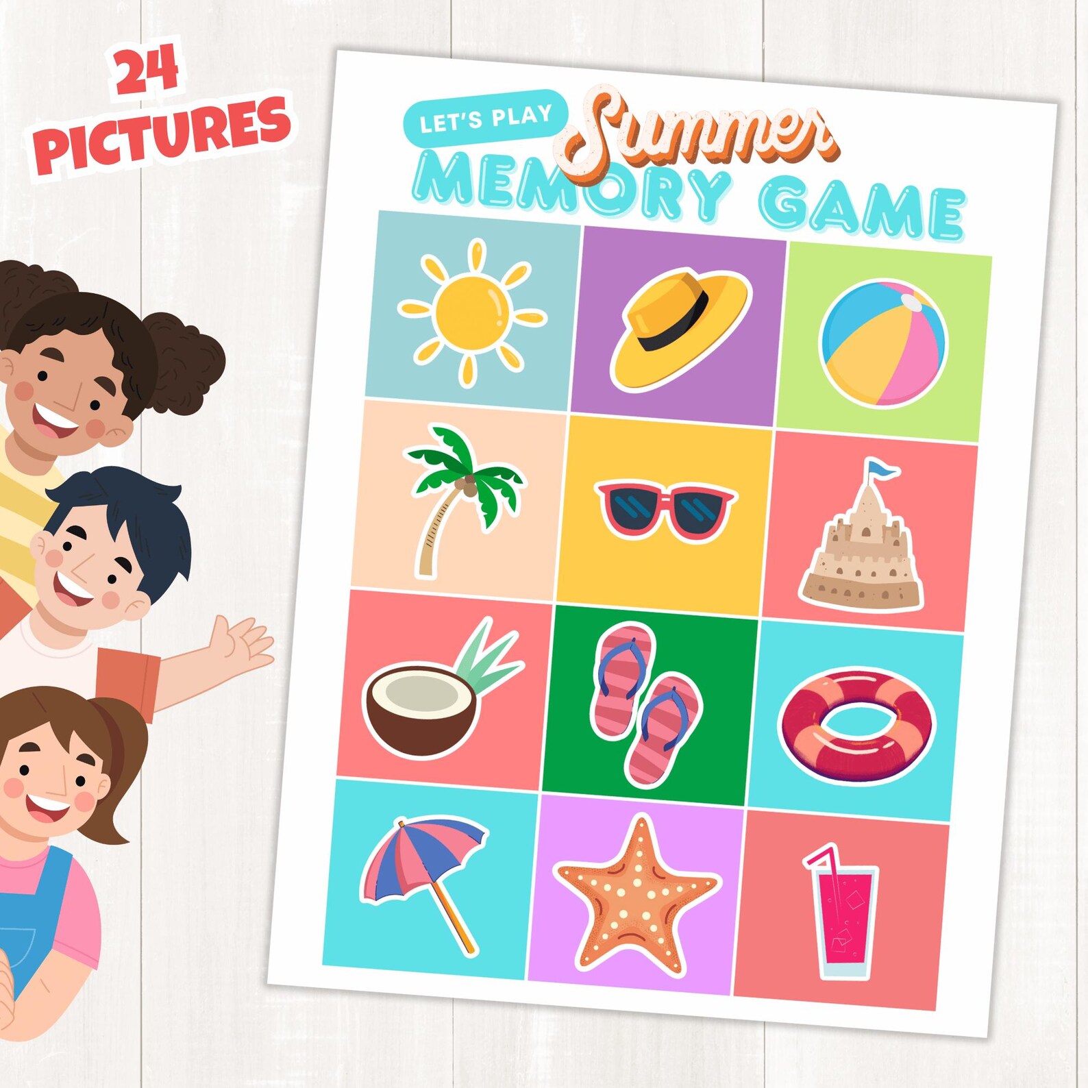 Printable Summer Memory Game for Kids | Matching Game With Summer ...