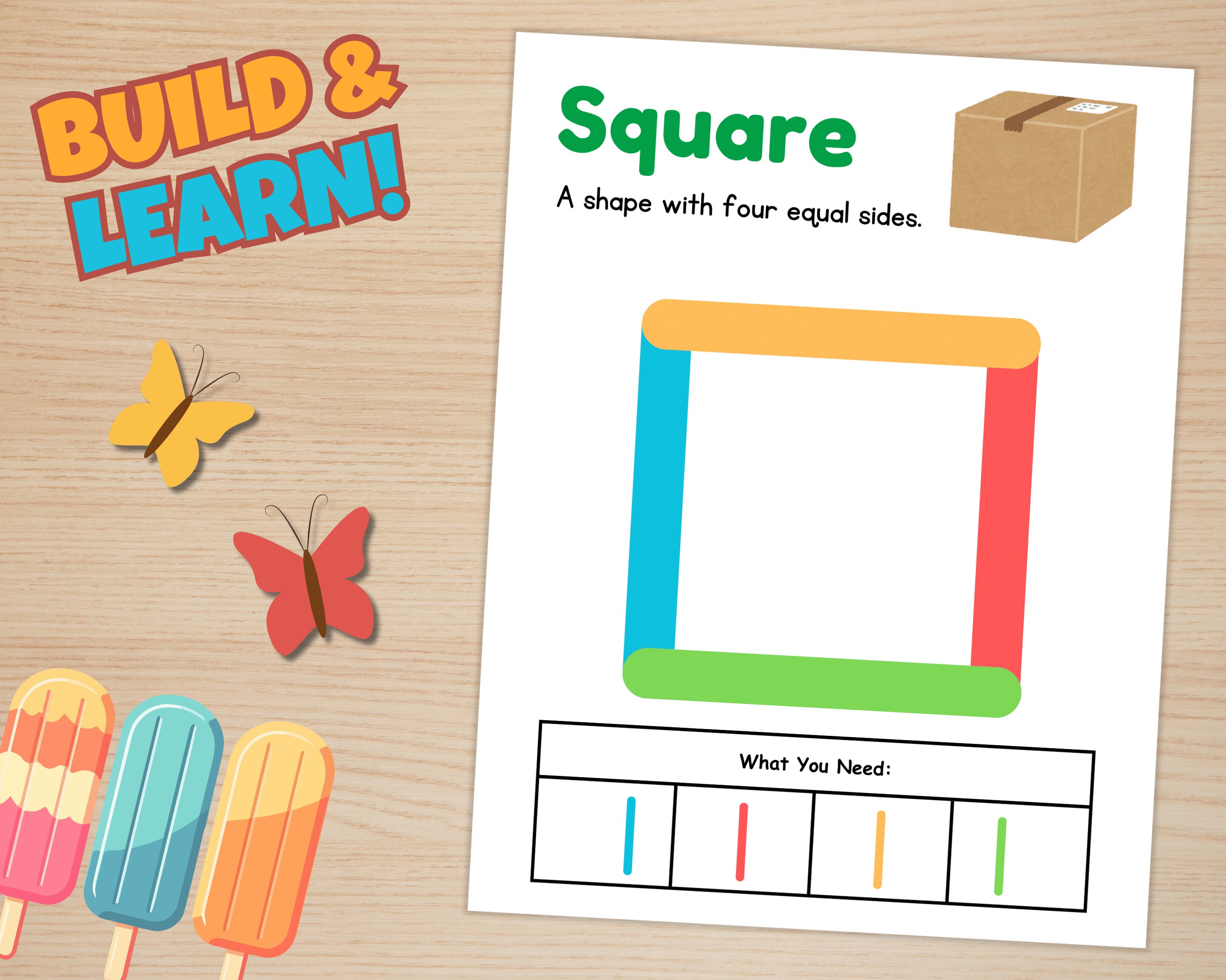 2d Shapes Popsicle Sticks Activity | 2d Shape Building | Printable for ...