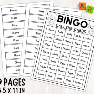 Long Vowel A (A_E) Bingo Game | Long A With Sneaky E | Phonics Bingo ...