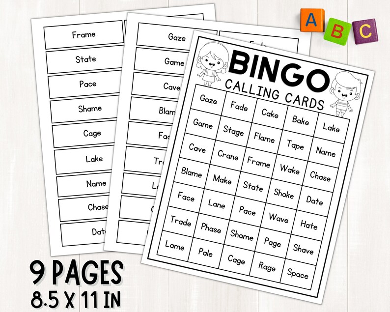Long Vowel A A_E Bingo Game Long A With Sneaky E Phonics Bingo Game for ...