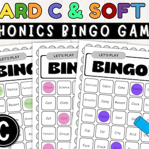 Hard C and Soft C Bingo Game | Phonics Bingo Game | Printable Game for ...