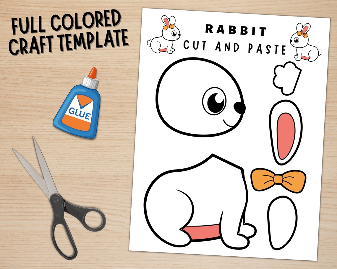 Printable Rabbit Craft Template Farm Animal Craft Build a Rabbit Easter ...