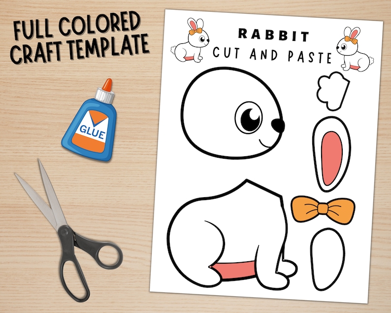 Printable Rabbit Craft Template | Farm Animal Craft | Build a Rabbit ...