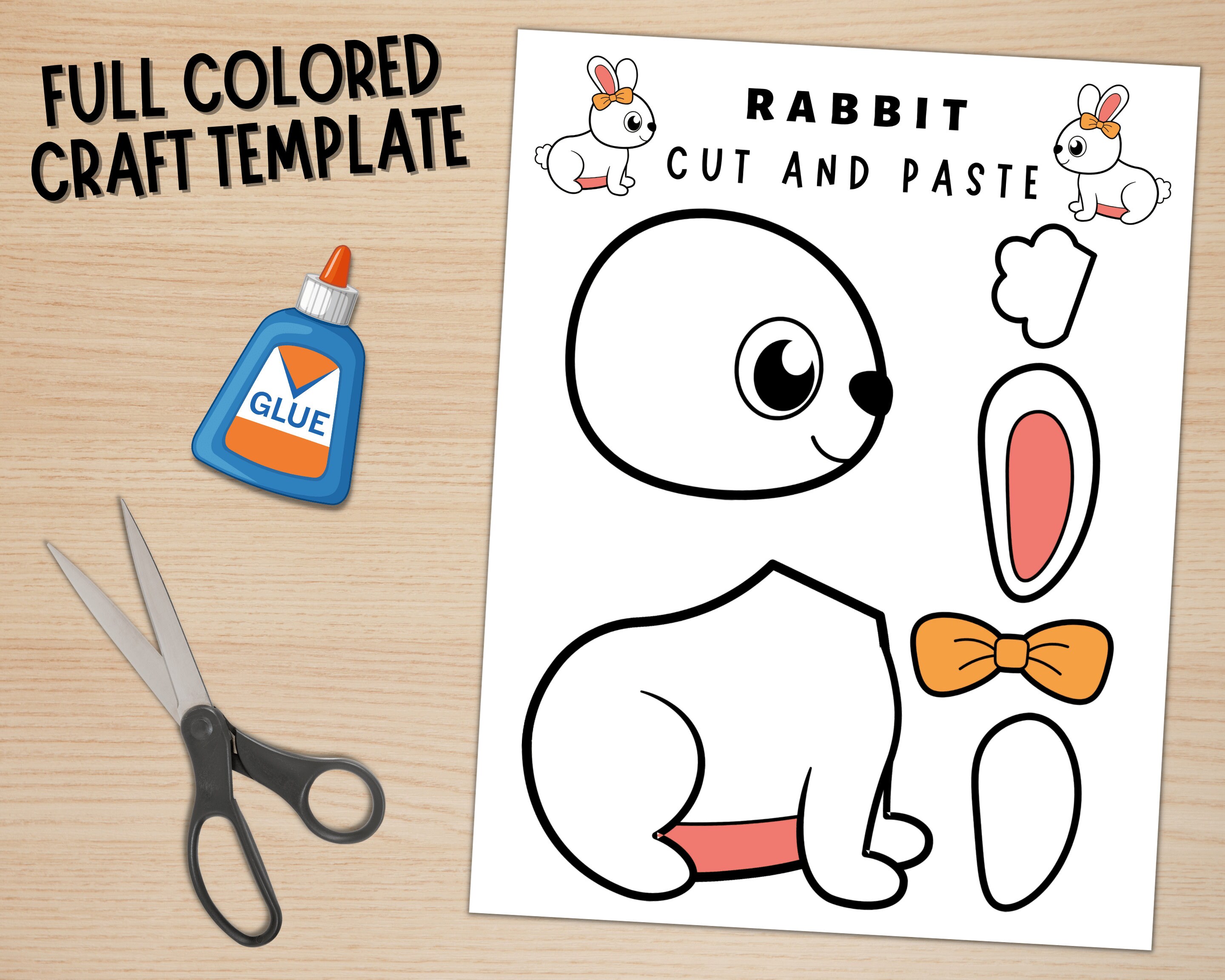 Printable Rabbit Craft Template | Farm Animal Craft | Build a Rabbit ...