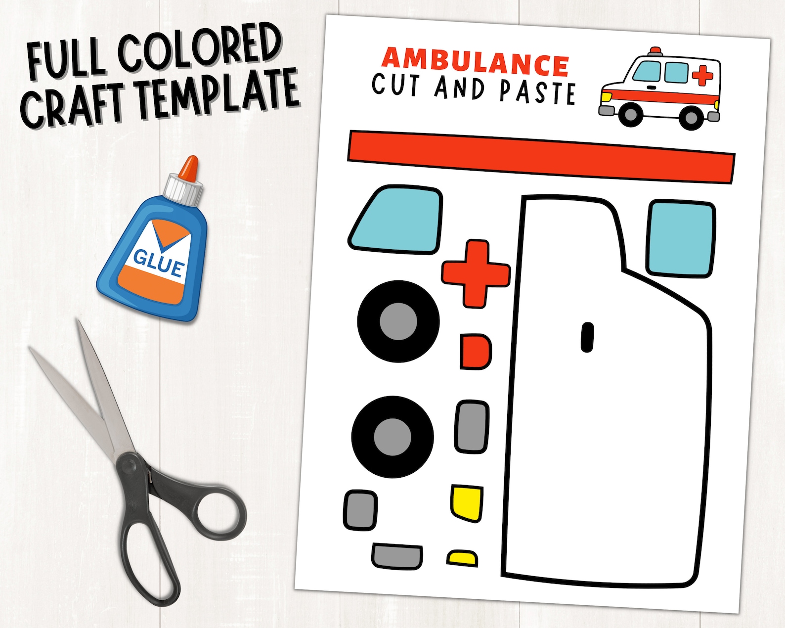 Printable Ambulance Craft, Transportation Craft, Build an Ambulance ...