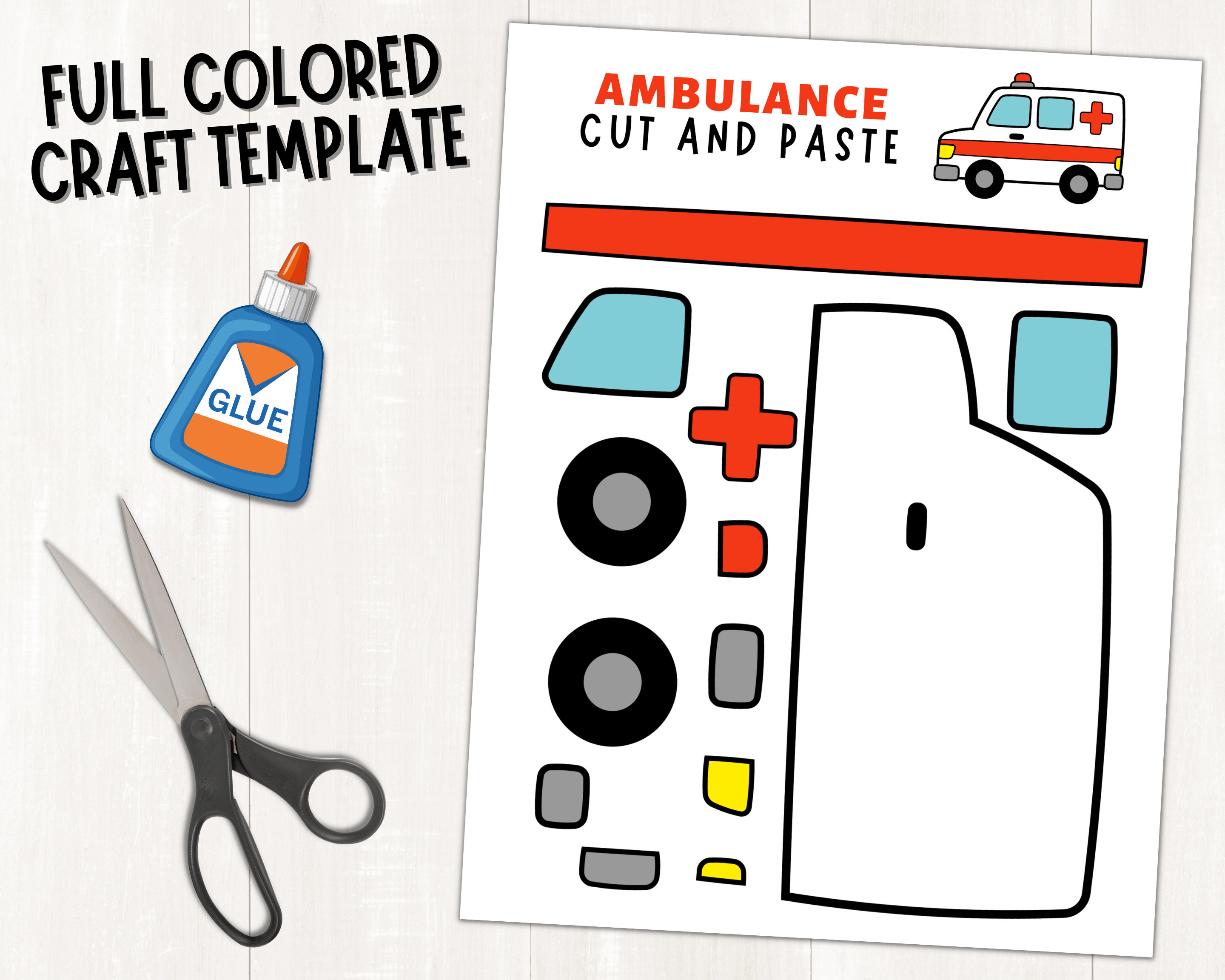 Printable Ambulance Craft, Transportation Craft, Build an Ambulance ...