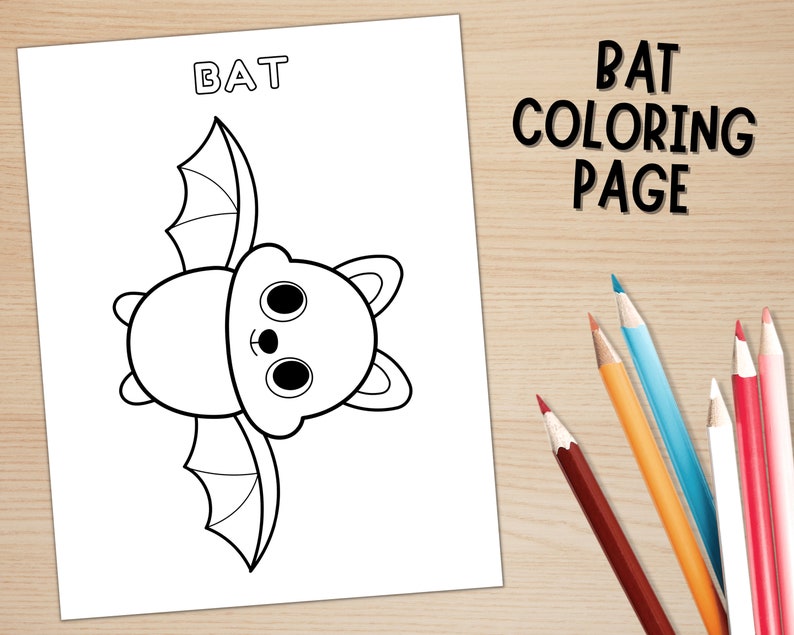 Bat Craft Printable Template, Halloween Craft, Bat Coloring Page, Build ...