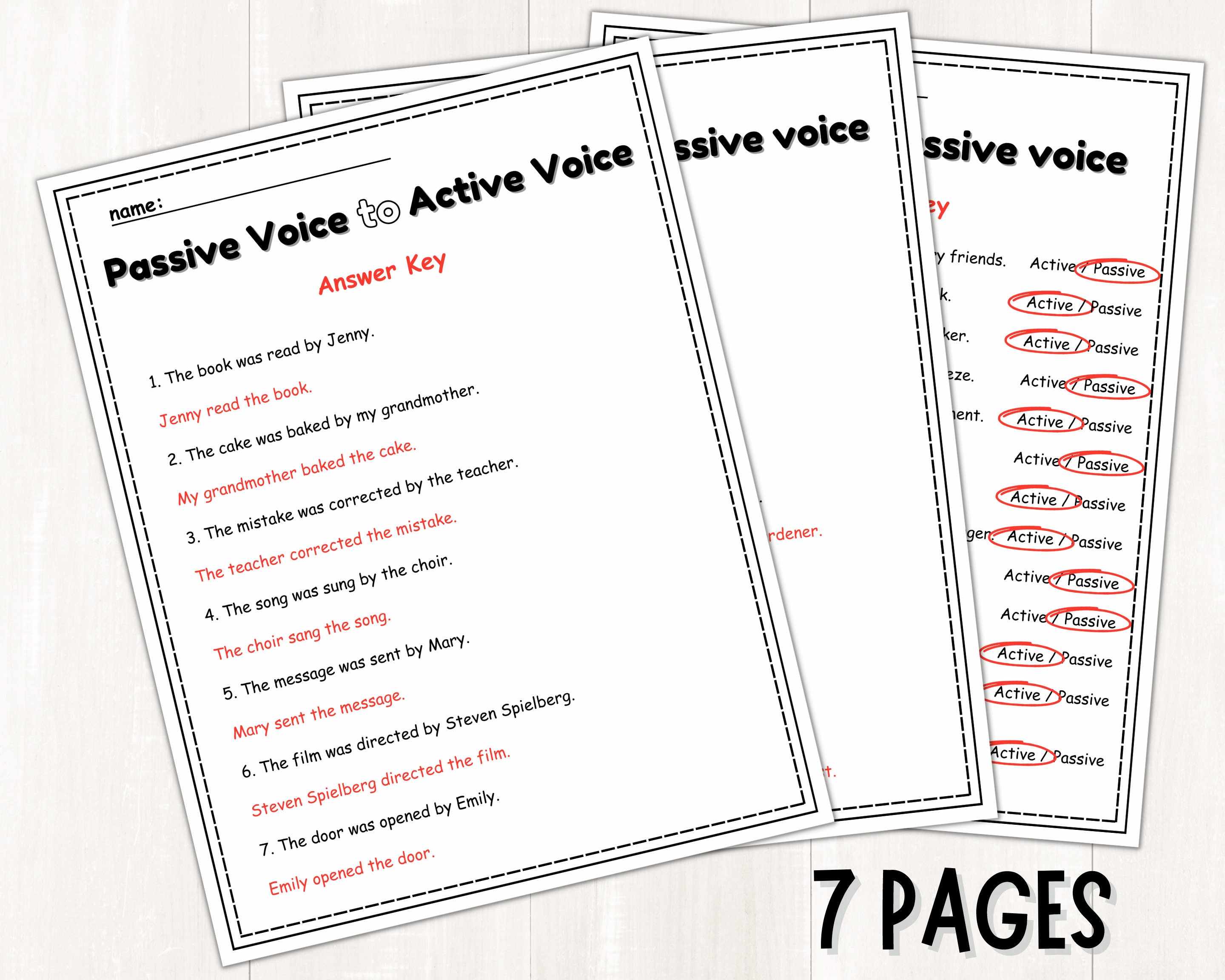 Active and Passive Voice Worksheets | Grammar Activity | Exercises ...