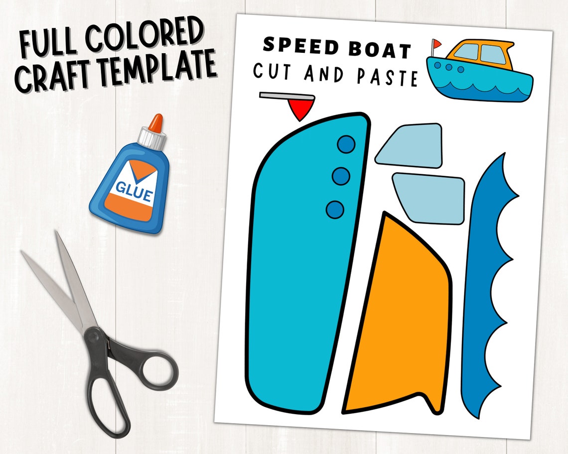 Printable Speedboat Craft Template Transportation Craft Color, Cut, and ...