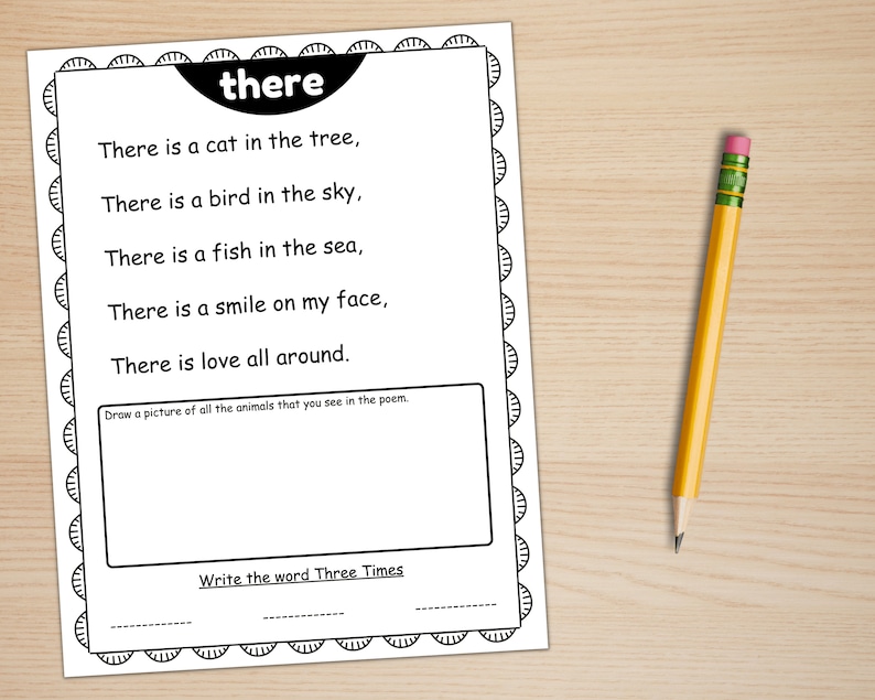 Sight Word Poems | Sight Word Activity | Worksheets | Read & Draw ...