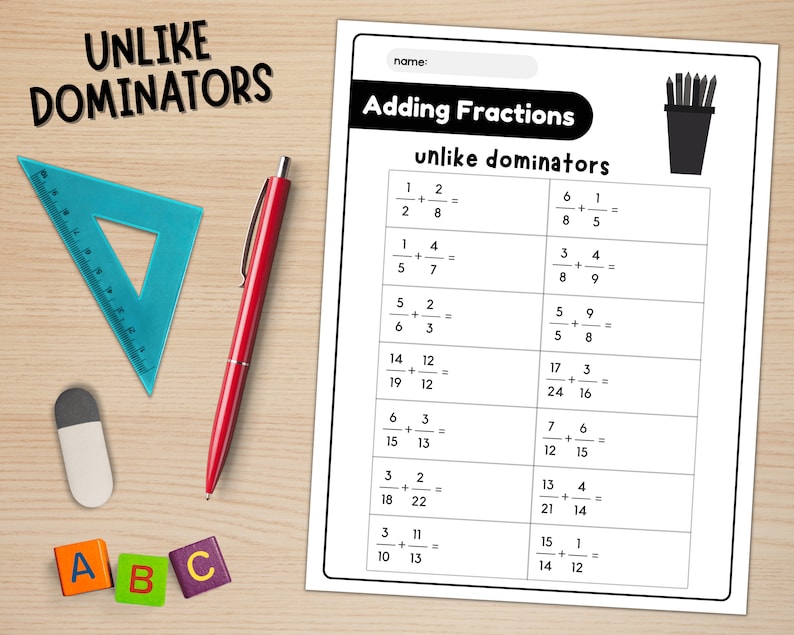 Adding and Subtracting Fractions Printable Math Worksheets, Grade 4th ...