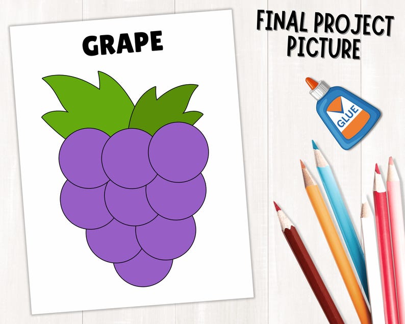 Printable Grape Craft Template | Letter G Craft | Summer Fruit Craft ...