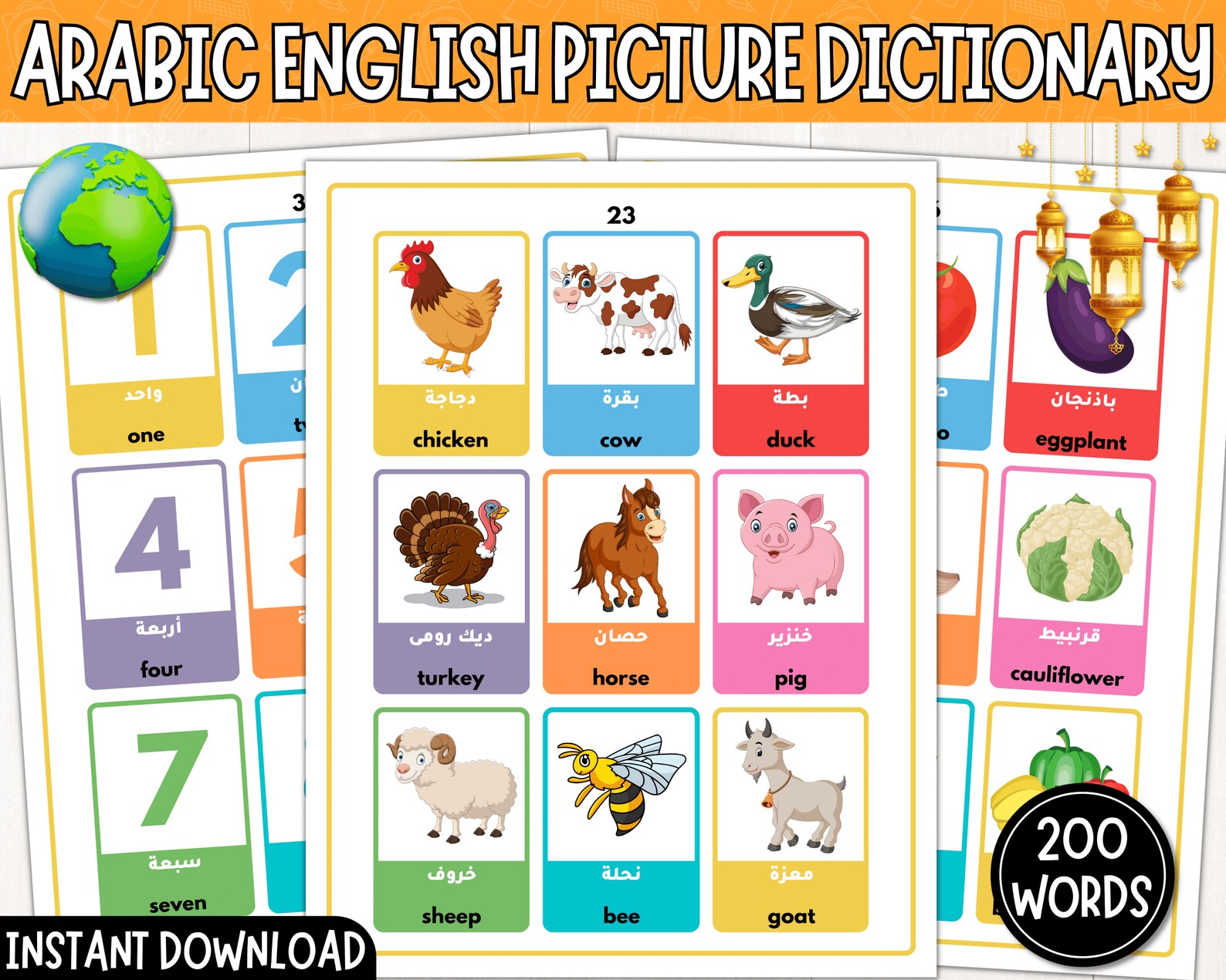 Printable Arabic-english Picture Dictionary | My First 200 Arabic Words ...