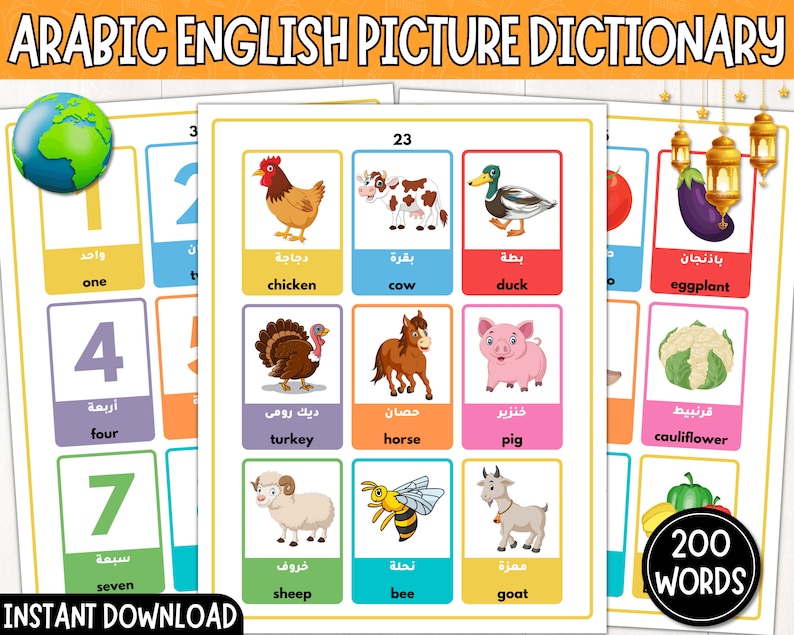 Printable Arabic-english Picture Dictionary | My First 200 Arabic Words ...