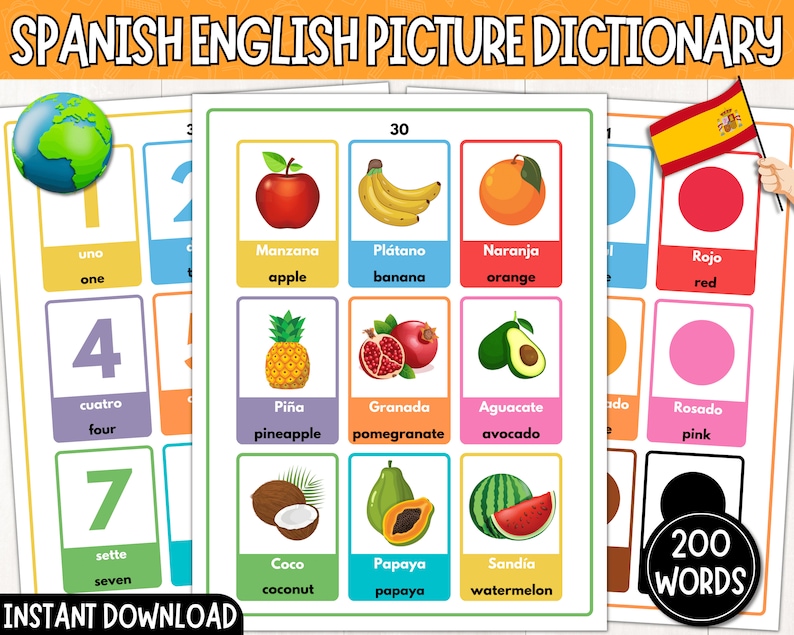 Printable Spanish-english Picture Dictionary | My First 200 Spanish ...