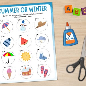 Four Seasons Sorting Activity | Cut and Paste | Seasons Matching Game ...