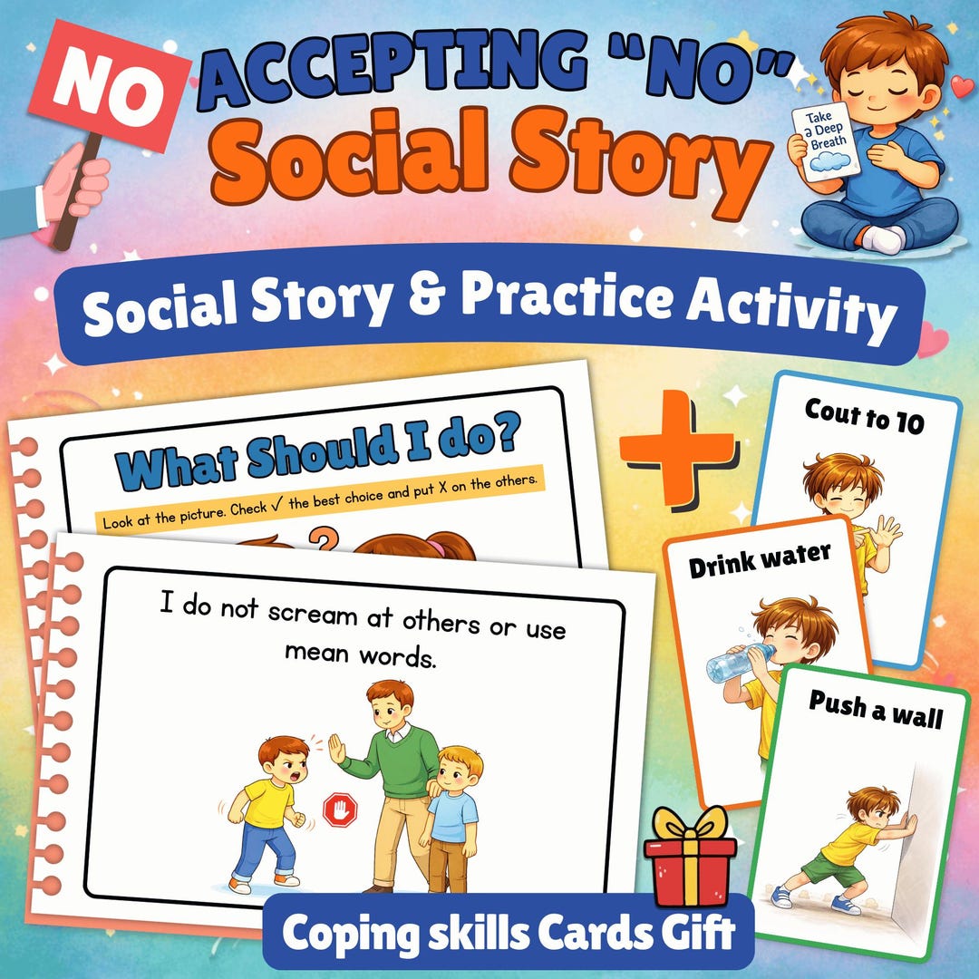 Accepting No Social Story Printable, Calm Choice Activities, Emotional ...