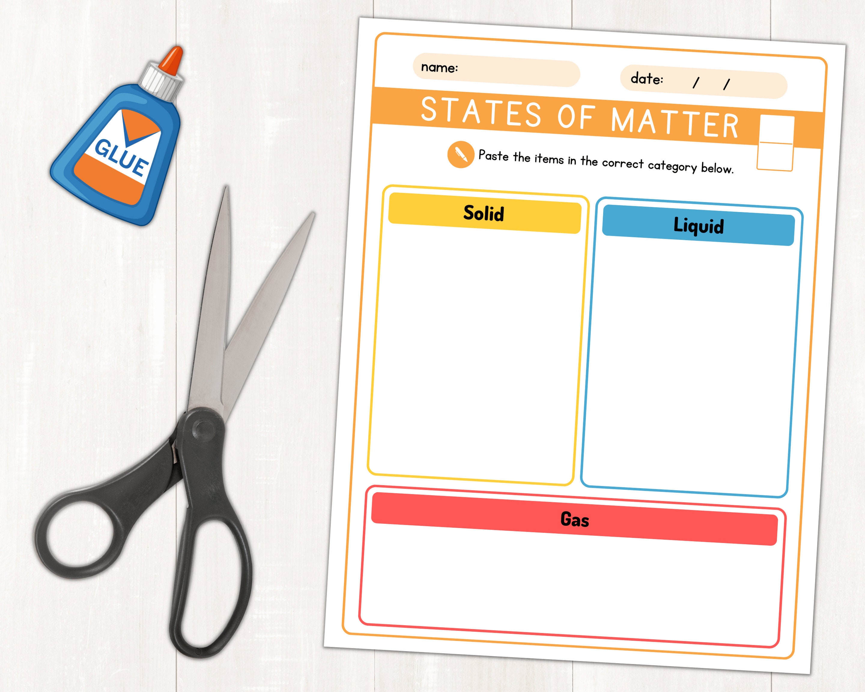 States of Matter Sorting Activity | Solid, Liquid, and Gas | States of ...