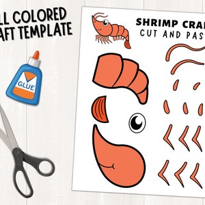 Printable Shrimp Craft, Sea Life Activities, Ocean Animal Craft, Summer ...