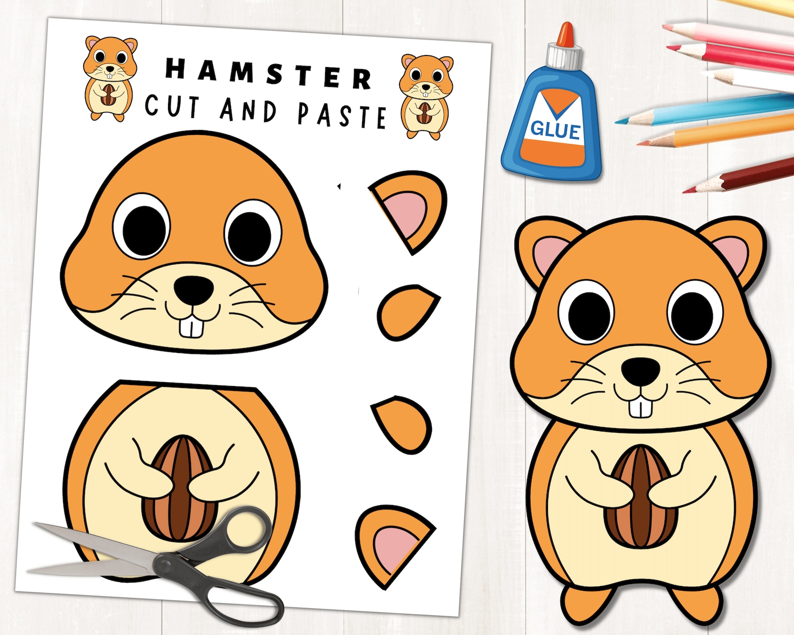 Printable Hamster Craft for Kids | Pet Animal Craft | Hamster Preschool ...