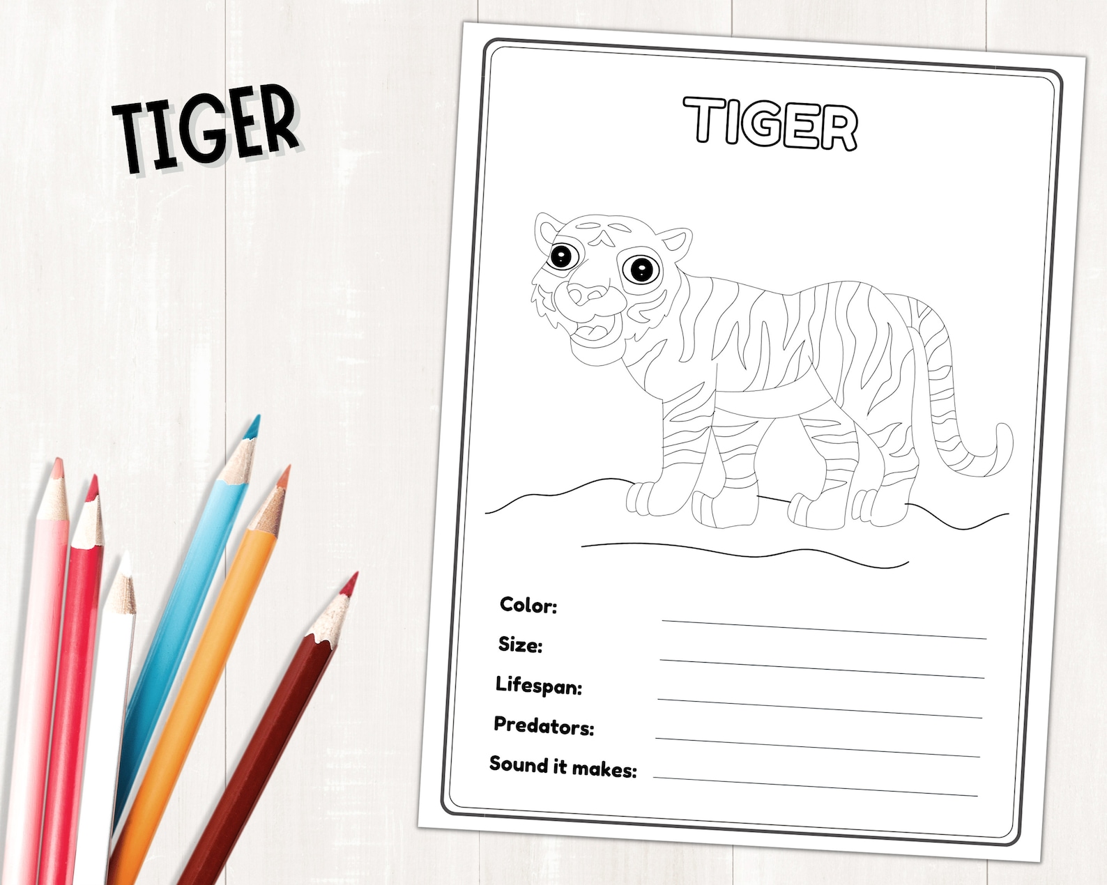 Printable Wild Animals Coloring Pages for Kids, Wild Animals Research ...