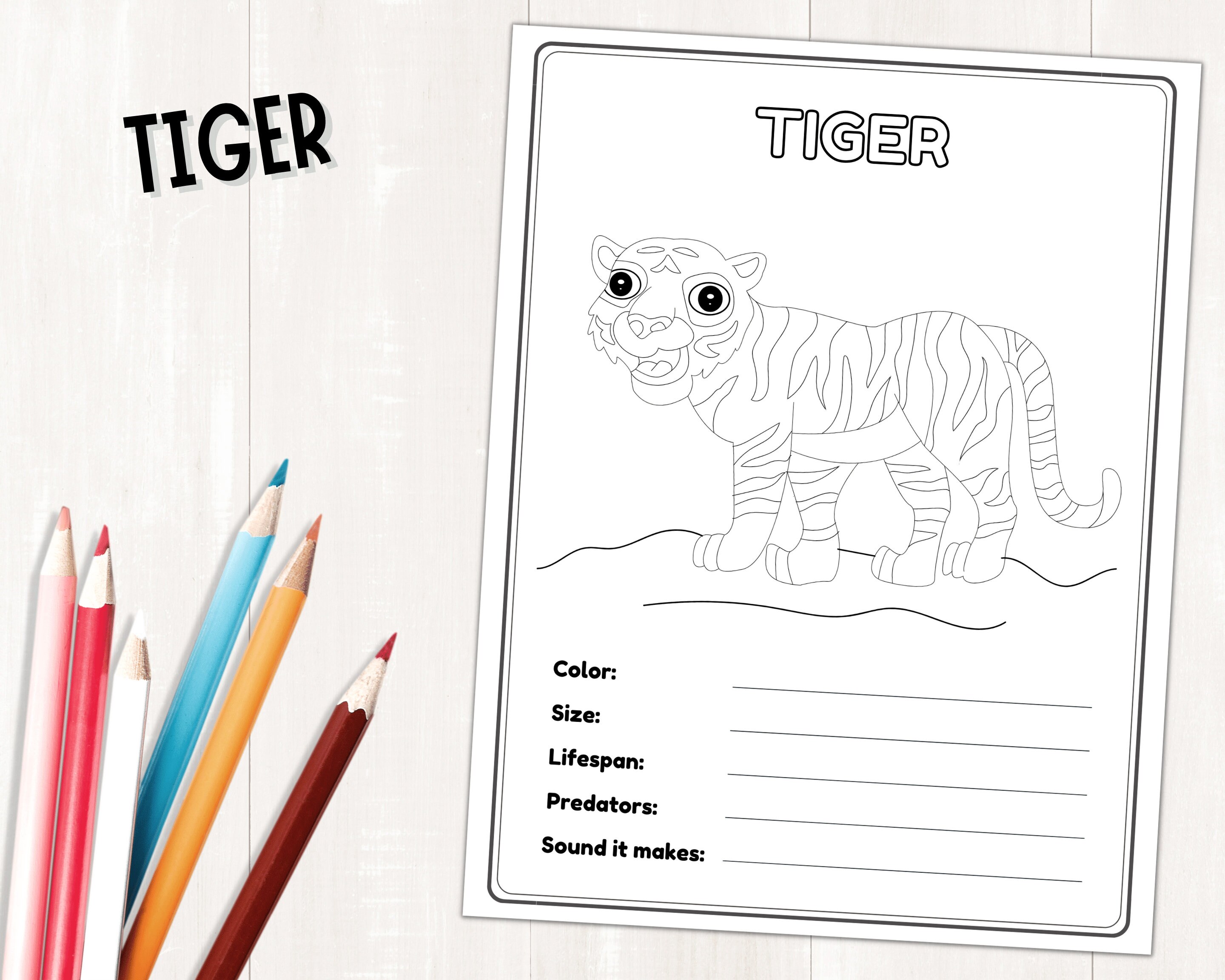Printable Wild Animals Coloring Pages for Kids, Wild Animals Research ...