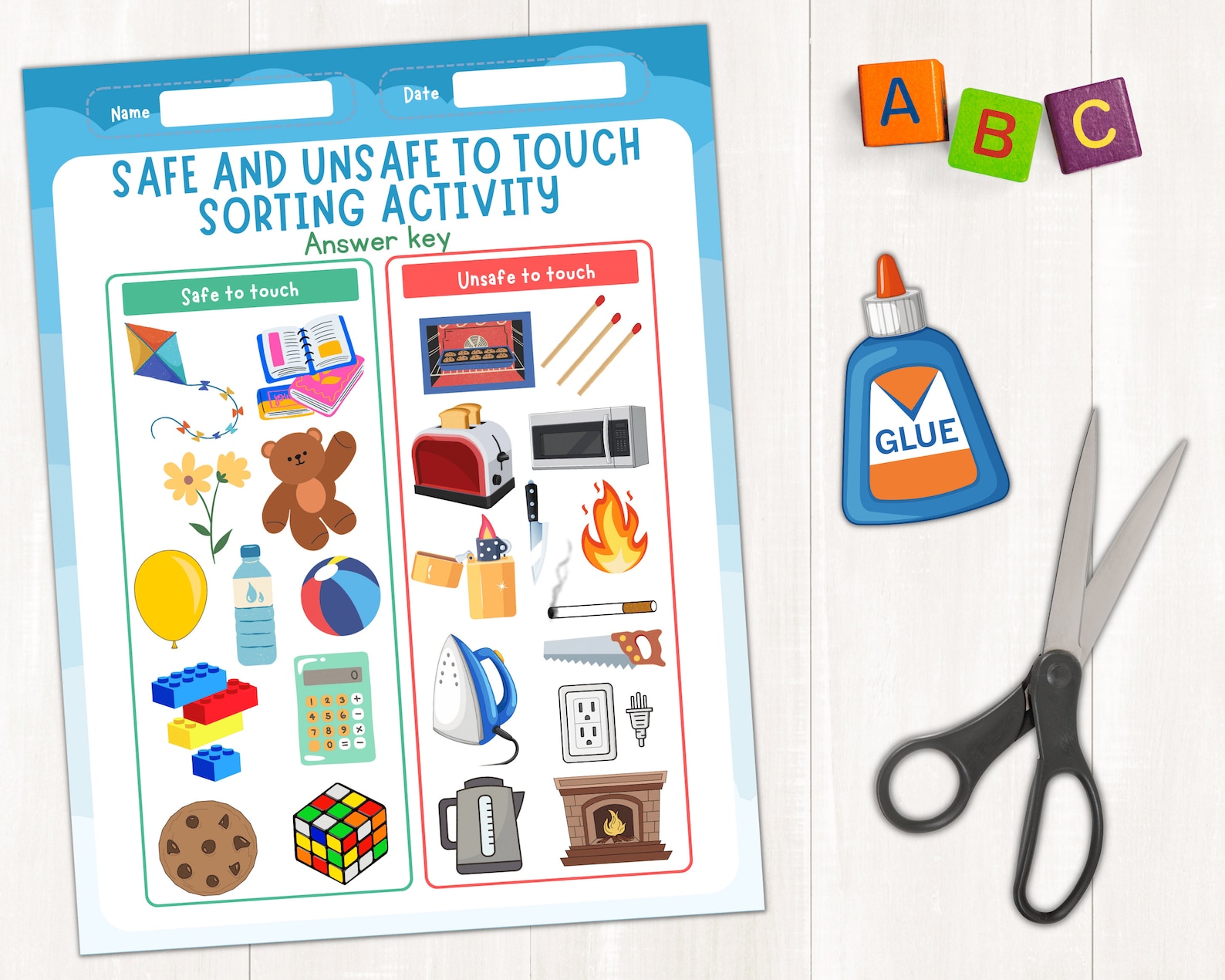 Safe and Unsafe to Touch Sorting Activity | Cut and Paste | Safe and ...