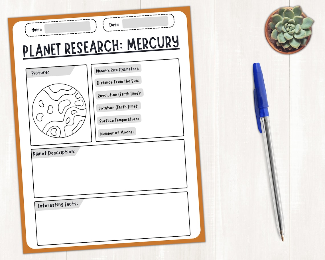 Solar System Planets Research Project Printable Templates, Planets Fact ...