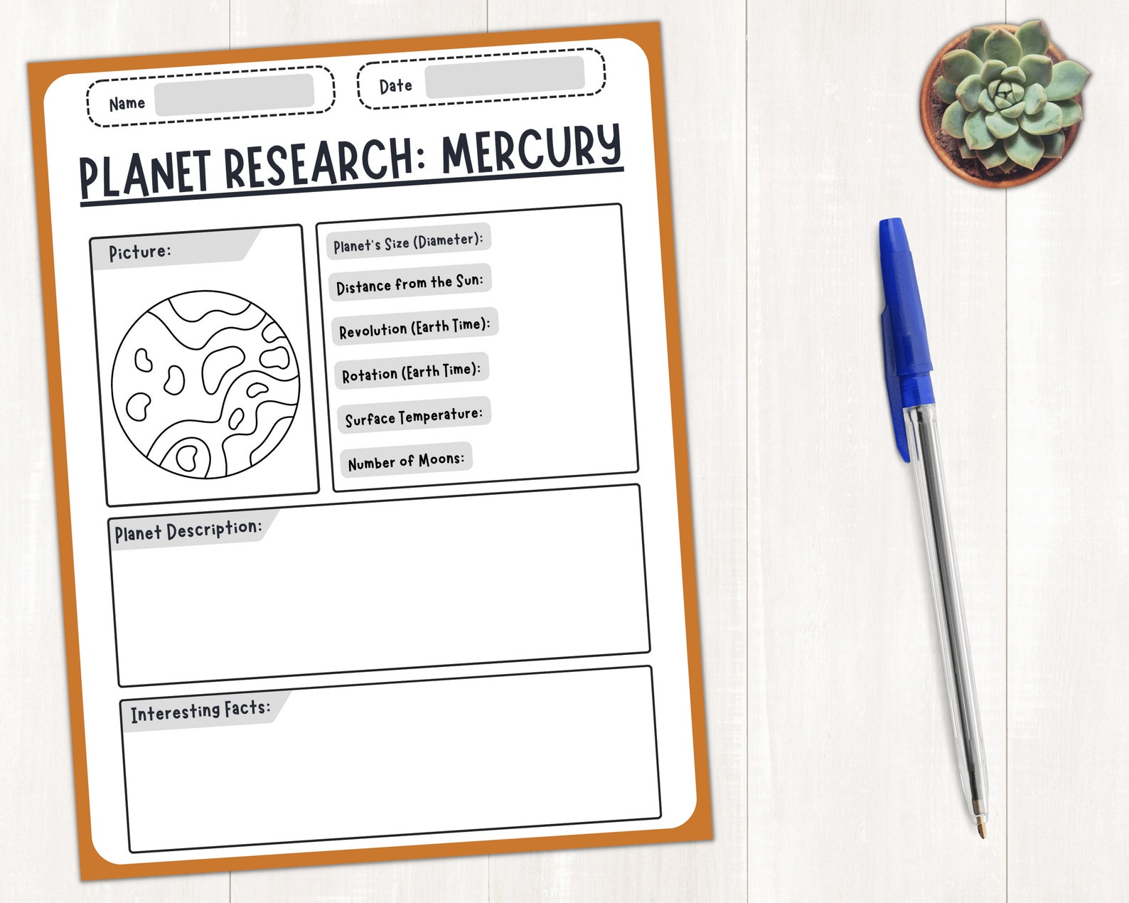 Solar System Planets Research Project Printable Templates, Planets Fact ...