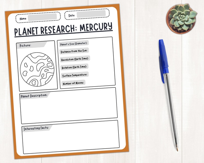 Solar System Planets Research Project Printable Templates, Planets Fact ...