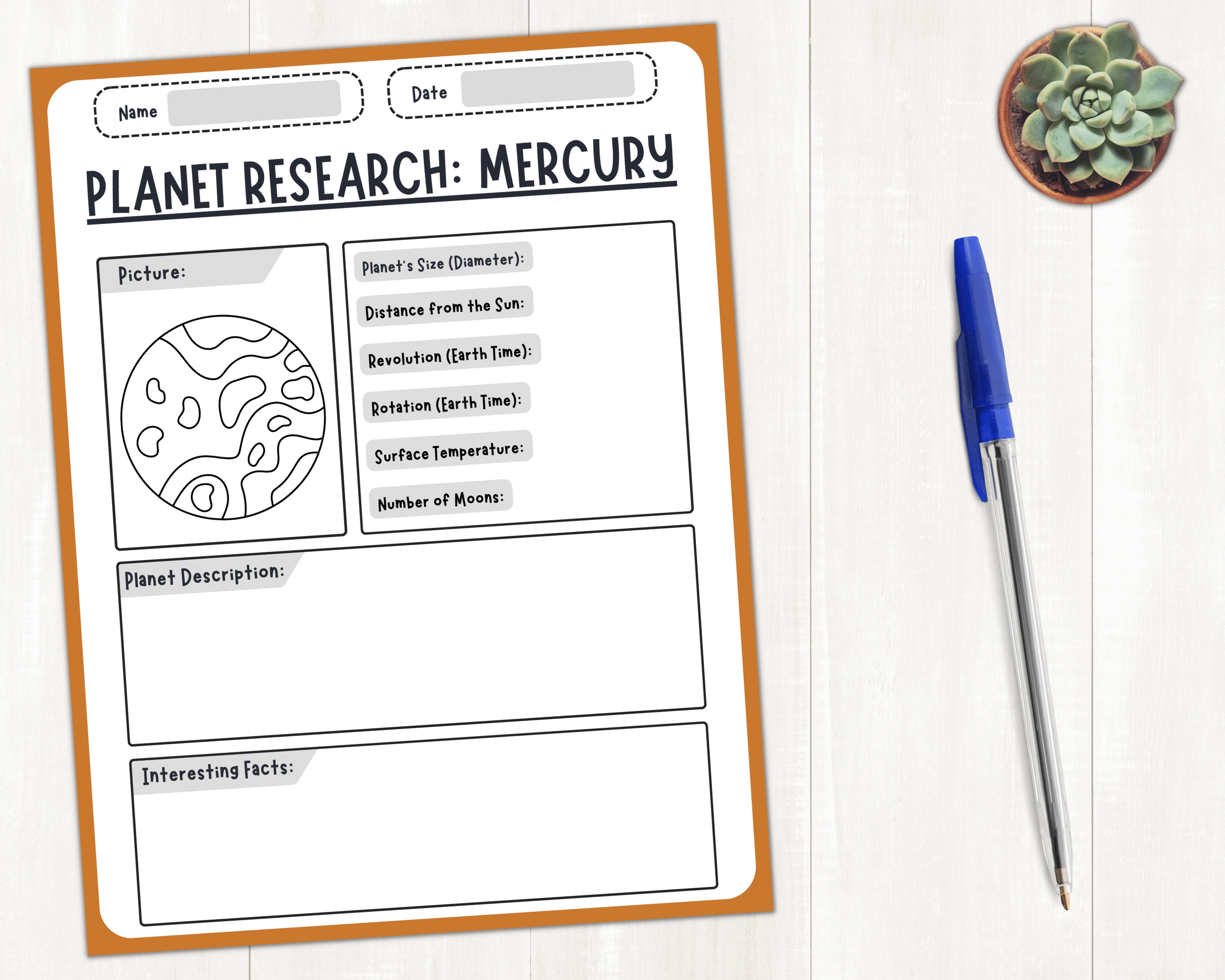 Solar System Planets Research Project Printable Templates, Planets Fact ...