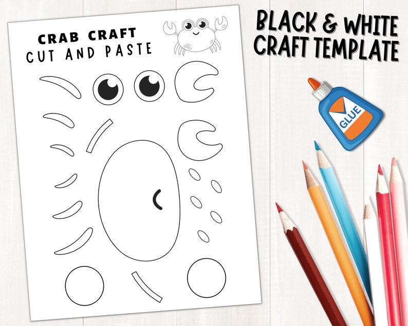 Crab Craft, Printable Template, Sea Life Activity, Ocean Animal Craft ...