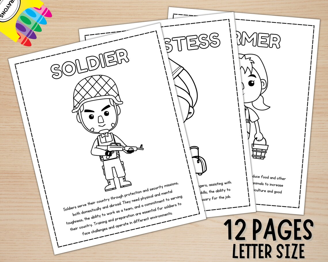 Printable Jobs Coloring Pages With Interesting Facts Occupations ...