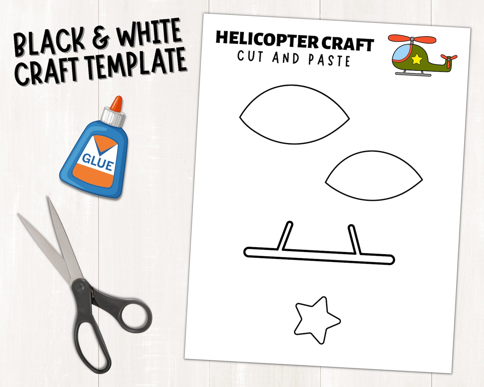 Printable Helicopter Craft | Transportation Craft | Helicopter Cut ...