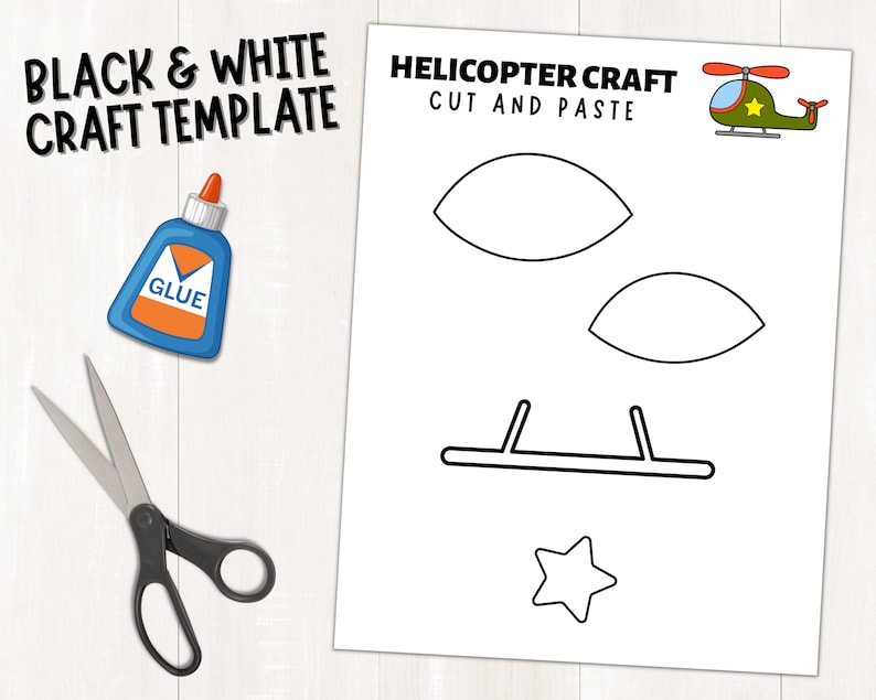 Printable Helicopter Craft | Transportation Craft | Helicopter Cut ...