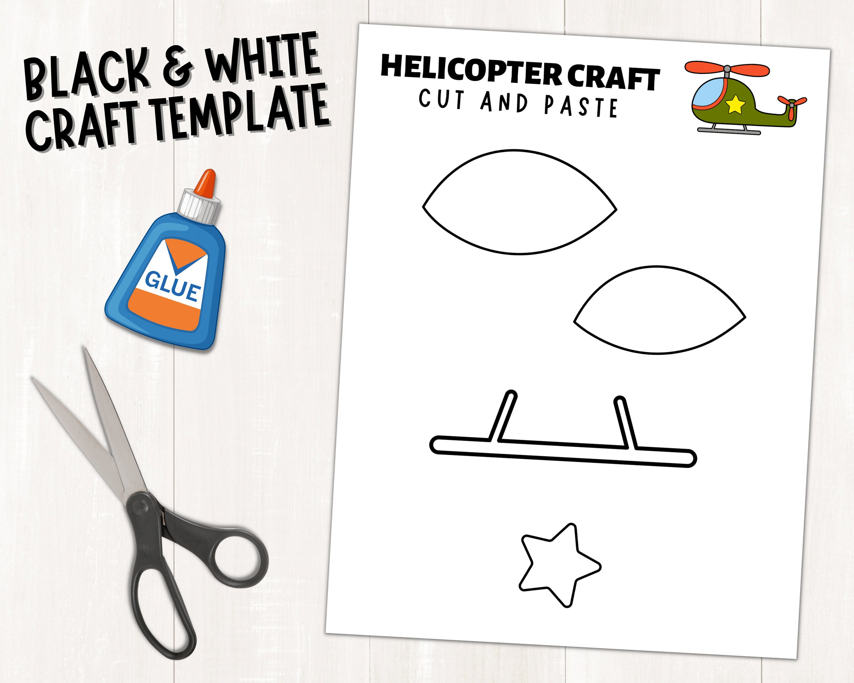 Printable Helicopter Craft | Transportation Craft | Helicopter Cut ...