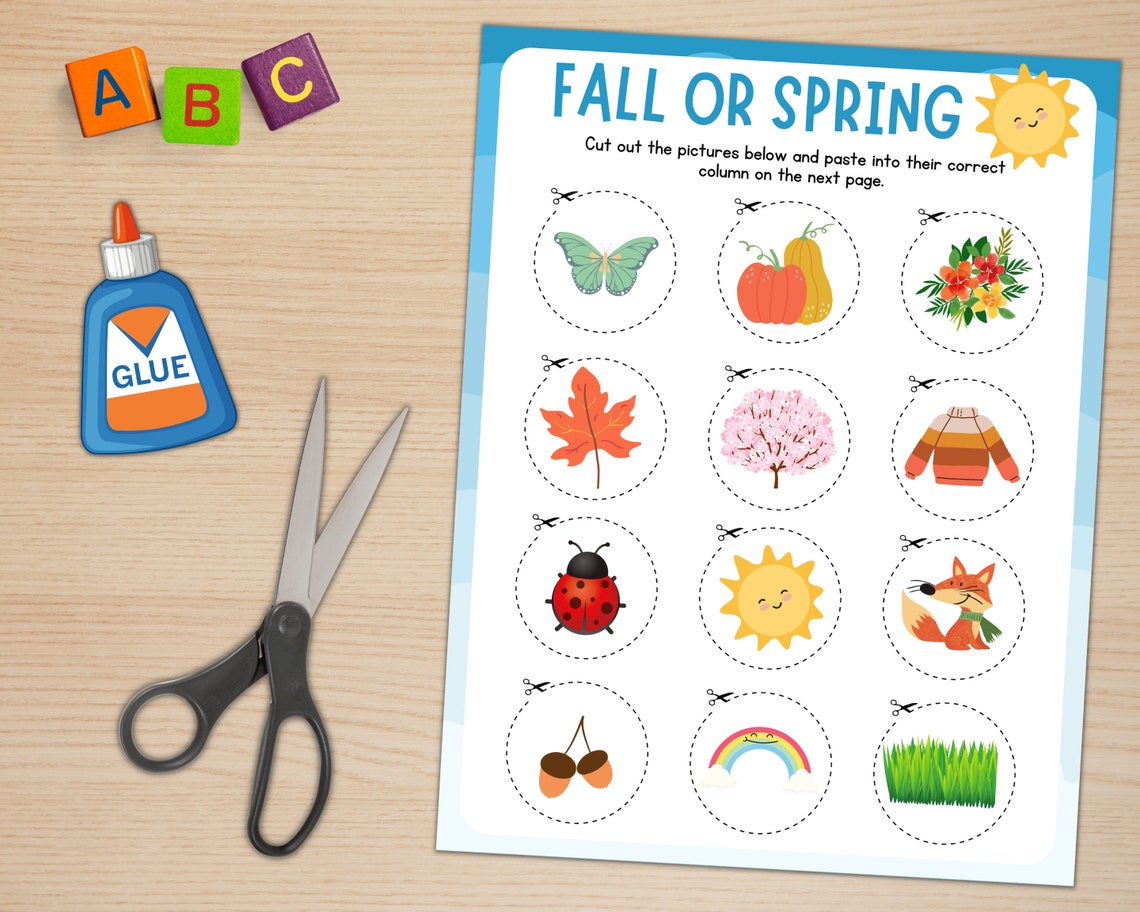 Four Seasons Sorting Activity | Cut and Paste | Seasons Matching Game ...